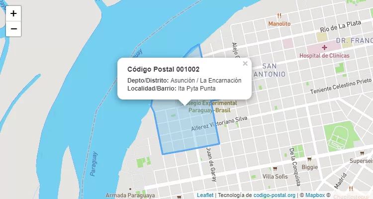 Código Postal Ita Pyta Punta, La Encarnación - Asunción