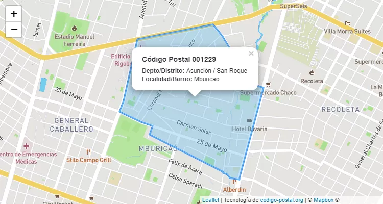 Código Postal 001229 - Paraguay