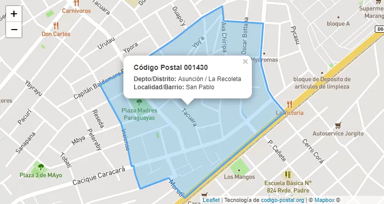 Código Postal 001430 - Paraguay