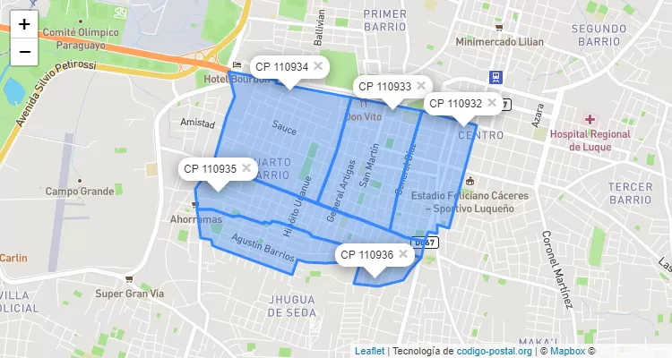 Código Postal Cuarto Barrio, Luque - Central
